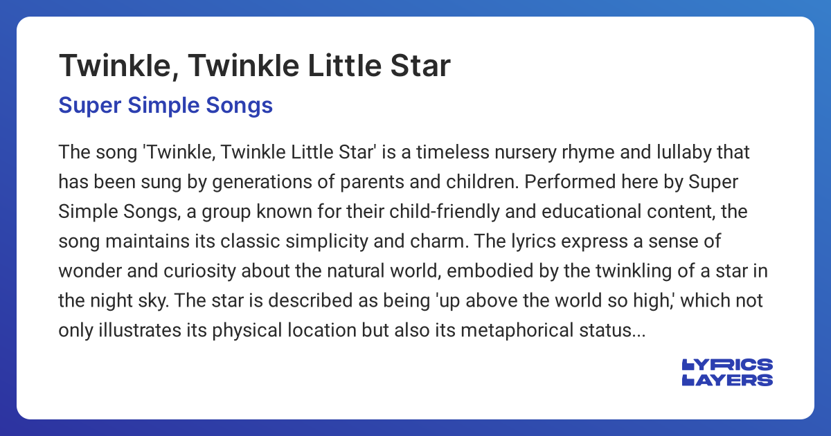 Meaning of TWINKLE, TWINKLE LITTLE STAR (Super Simple Songs)