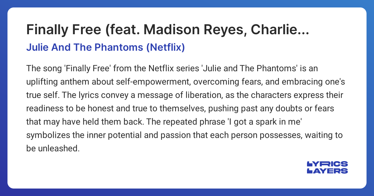 Meaning of Finally Free (feat. Madison Reyes, Charlie Gillespie, Owen ...
