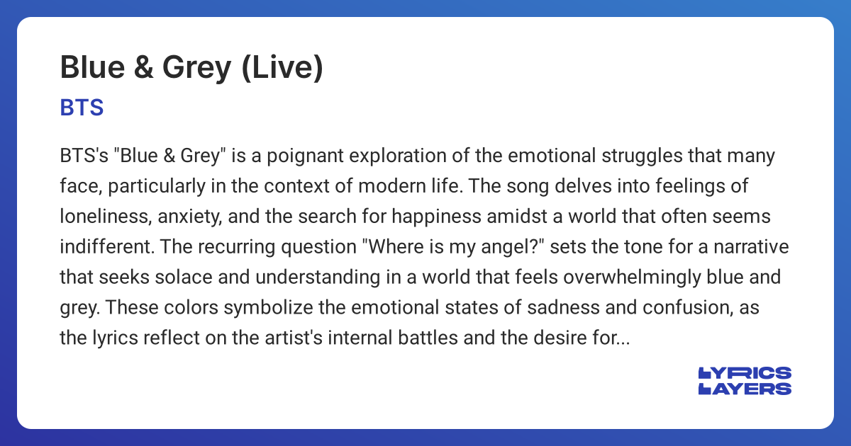 BLUE & GREY (LIVE) (Lyrics in English) - BTS