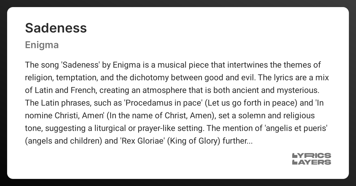 SADENESS (Lyrics in English) - Enigma