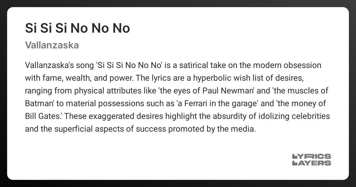 Meaning of SI SI SI NO NO NO (Vallanzaska)