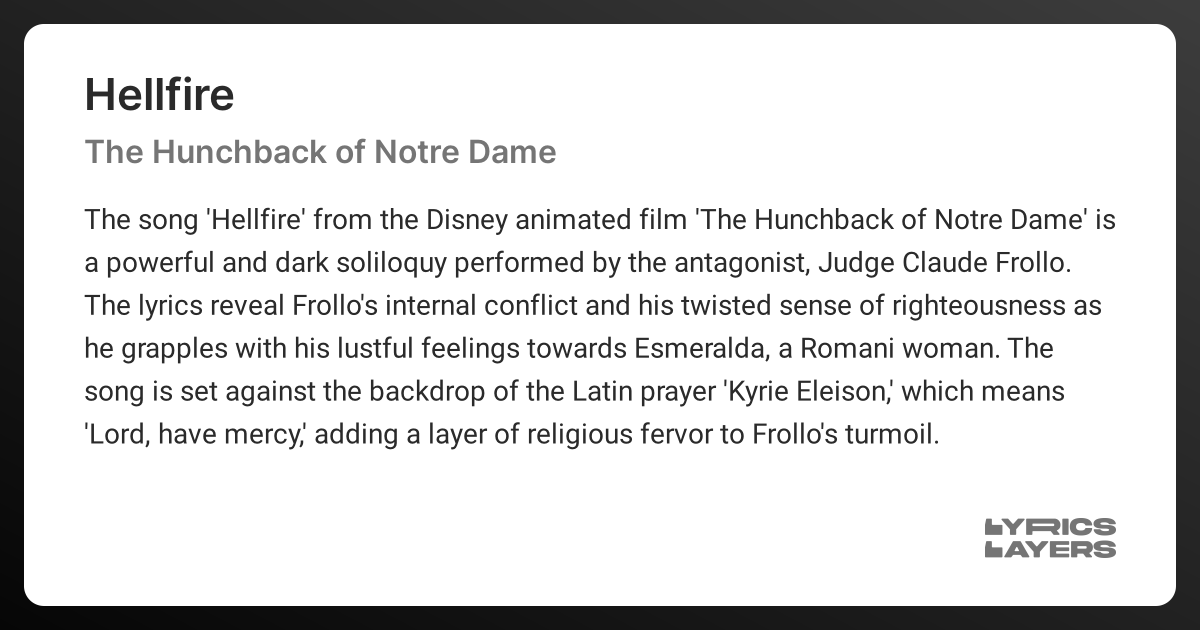 Meaning of HELLFIRE (The Hunchback of Notre Dame)