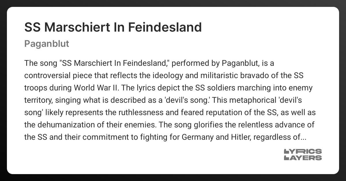 SS MARSCHIERT IN FEINDESLAND (Lyrics in English) - Paganblut