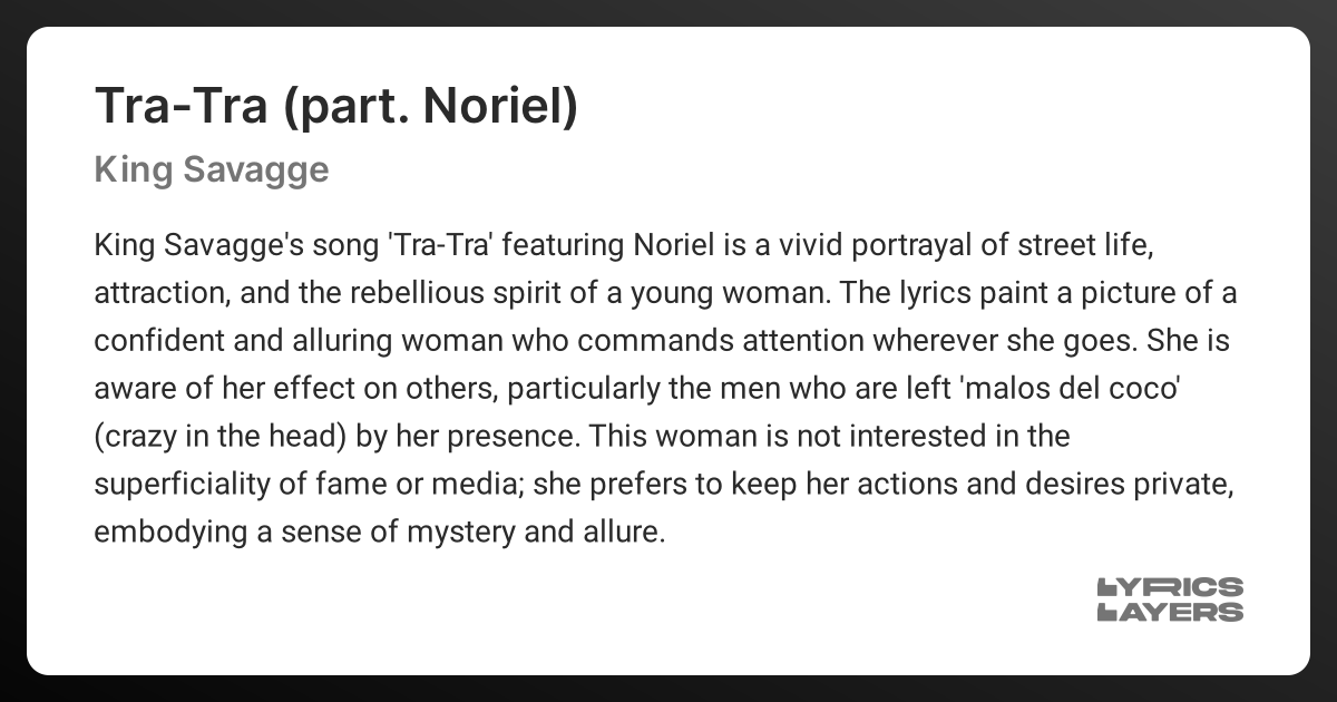 TRA-TRA (PART. NORIEL): traduction française de King Savagge