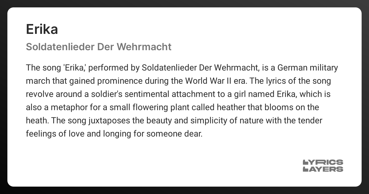 ERIKA (Lyrics in English) - Soldatenlieder Der Wehrmacht