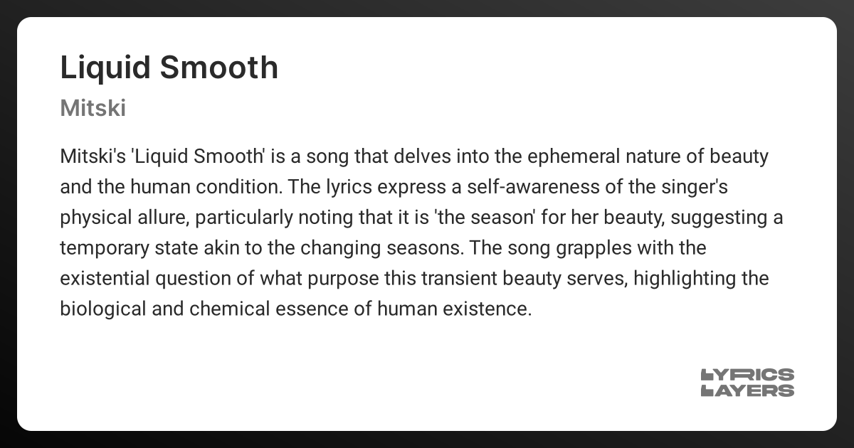 Meaning of LIQUID SMOOTH (Mitski)
