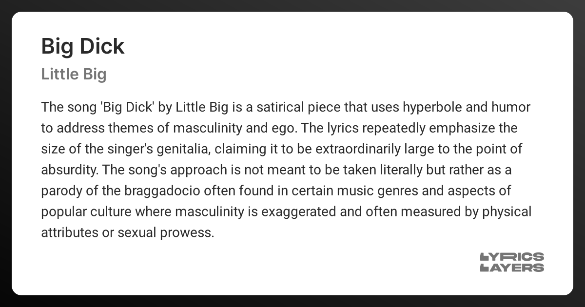 Meaning of BIG DICK (Little Big)