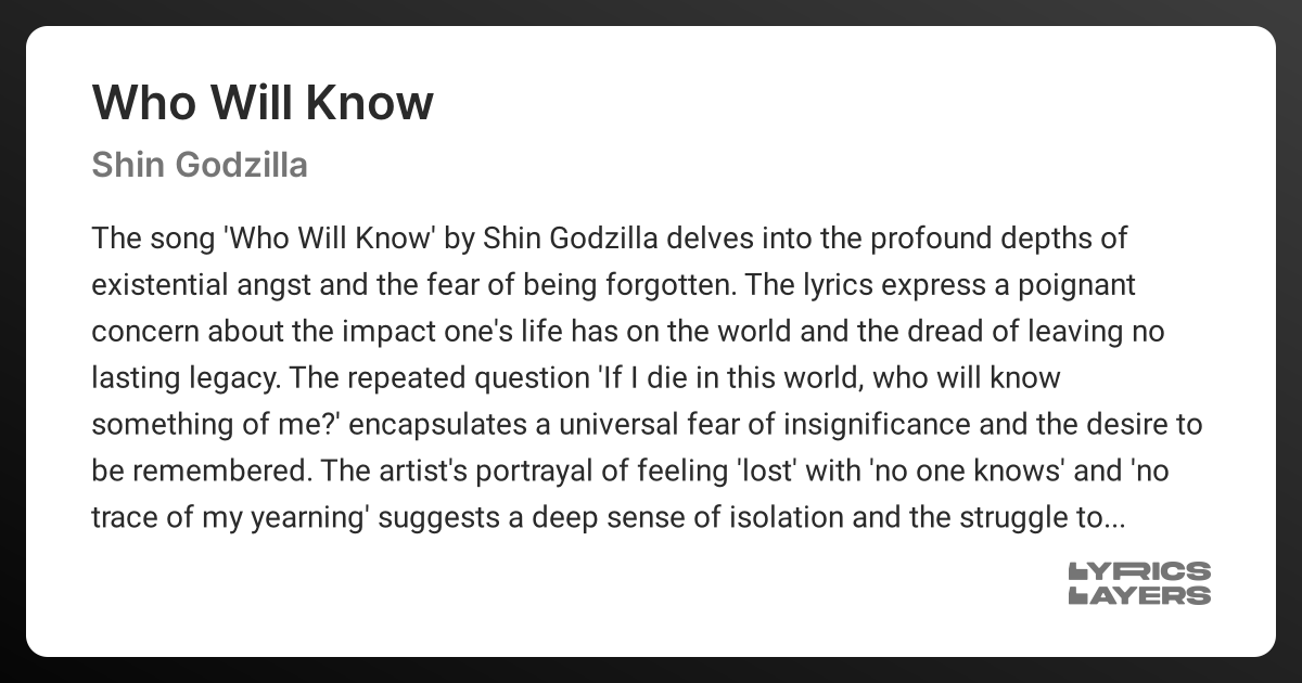 Meaning of WHO WILL KNOW (Shin Godzilla)