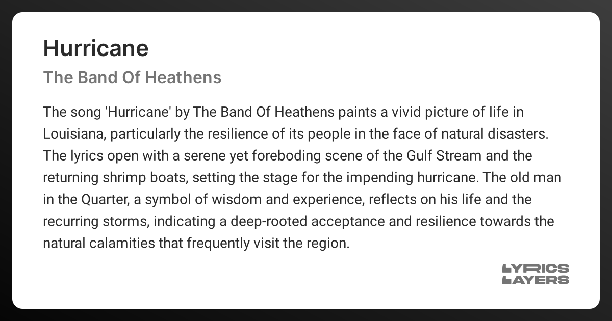 Meaning of HURRICANE (The Band Of Heathens)