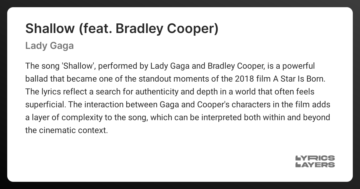 SHALLOW (FEAT. BRADLEY COOPER): deutsche Übersetzung von Lady Gaga