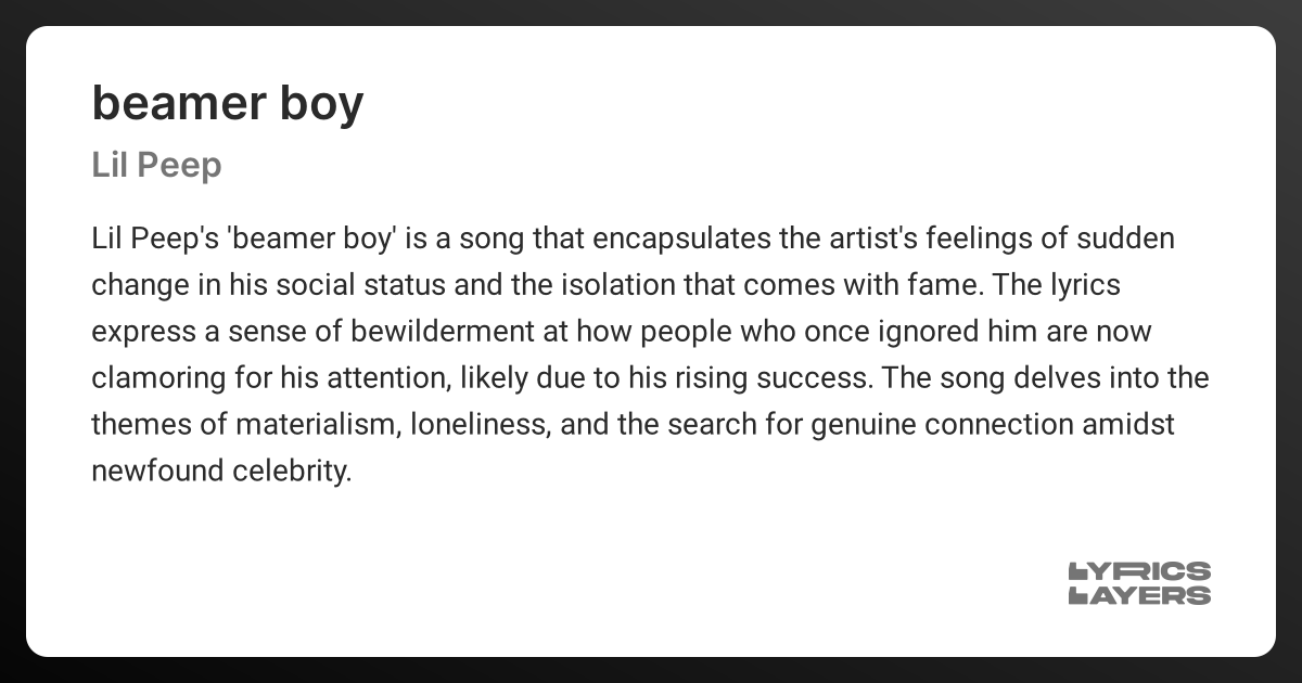 Meaning of BEAMER BOY (Lil Peep)