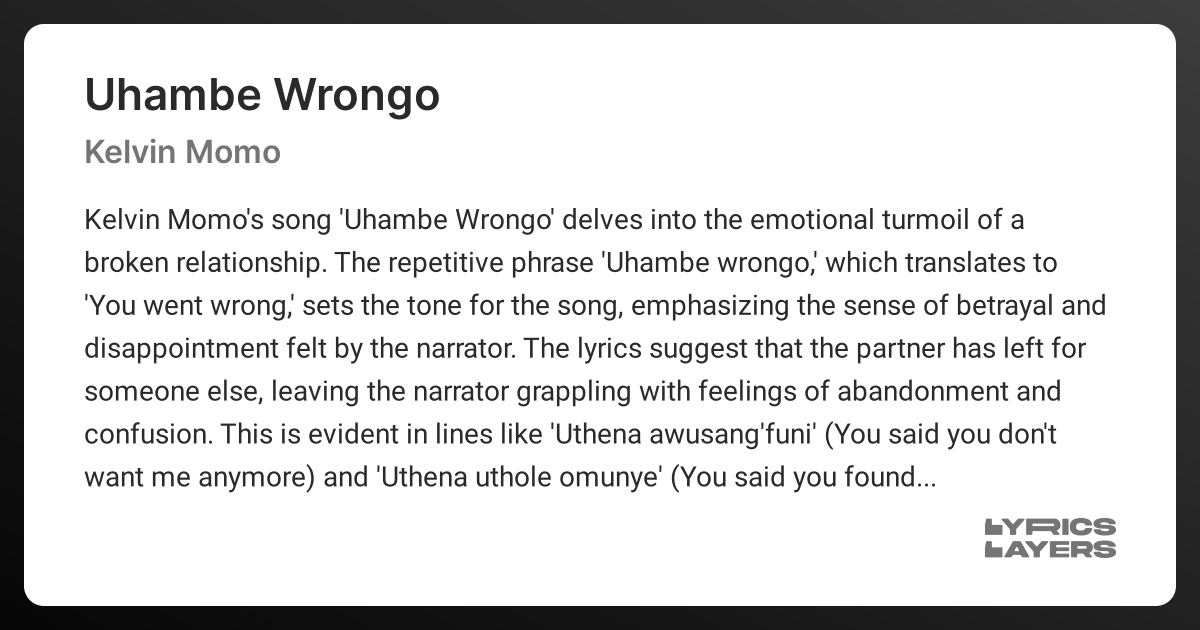 UHAMBE WRONGO: traduction française de Kelvin Momo