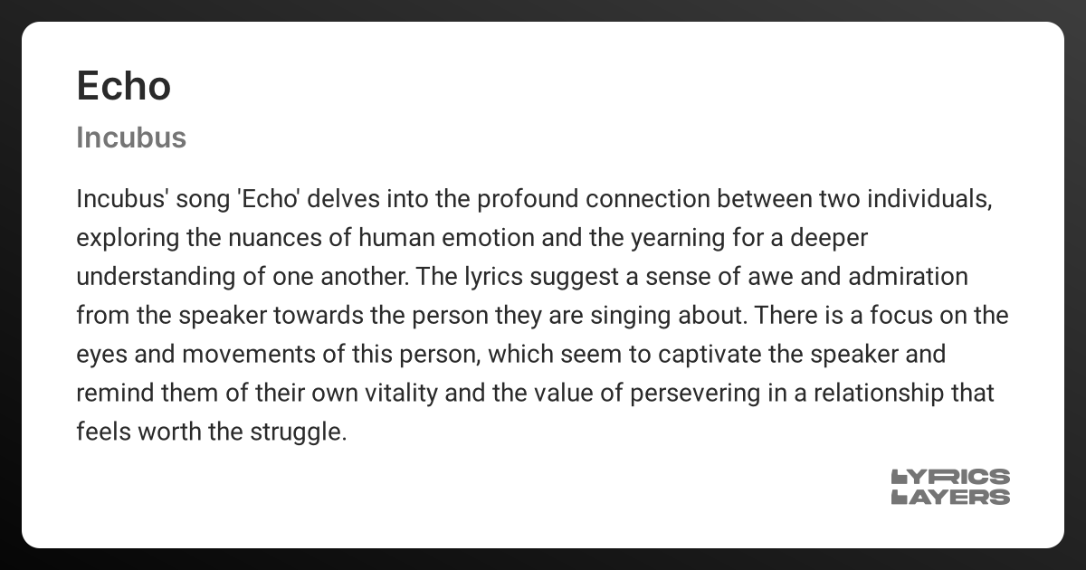 Meaning of ECHO (Incubus)