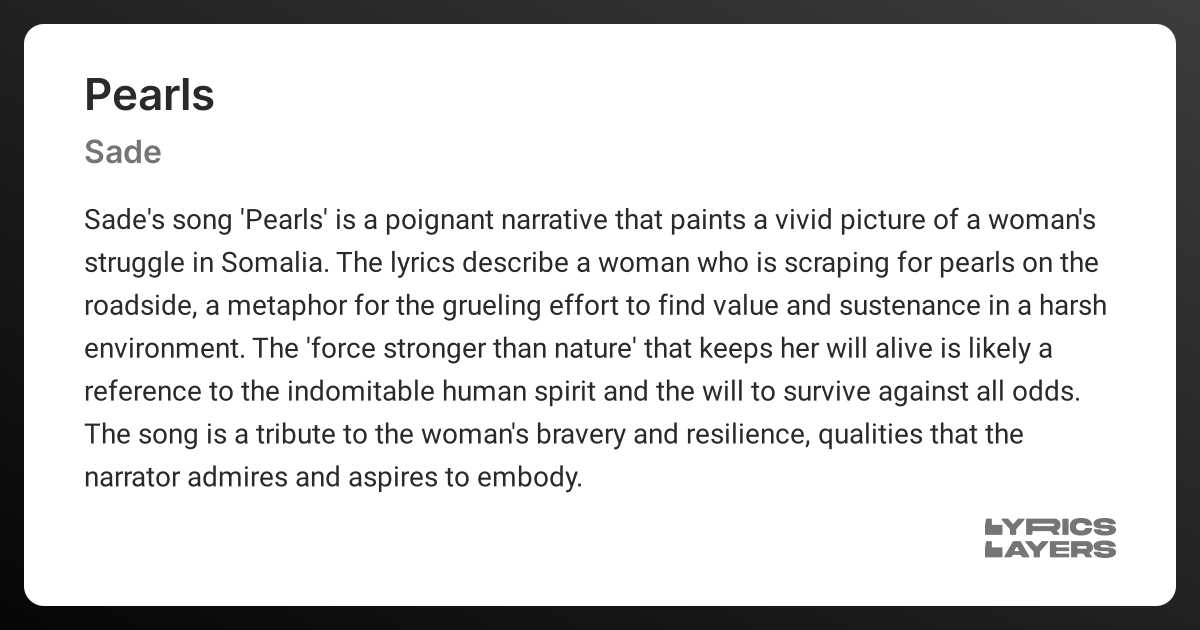 Meaning of PEARLS (Sade)