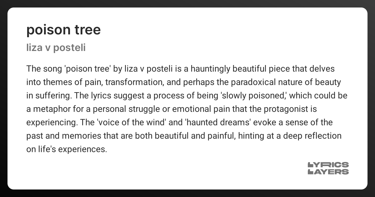 Meaning of POISON TREE (liza v posteli)