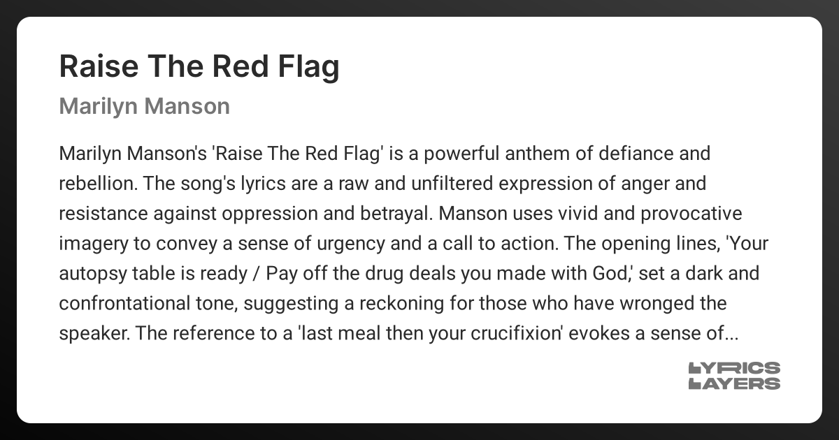 RAISE THE RED FLAG: Nederlandse vertaling van Marilyn Manson