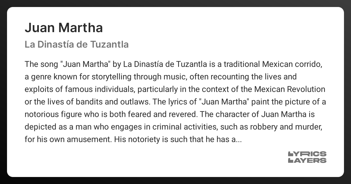 Meaning of JUAN MARTHA (La Dinastía de Tuzantla)