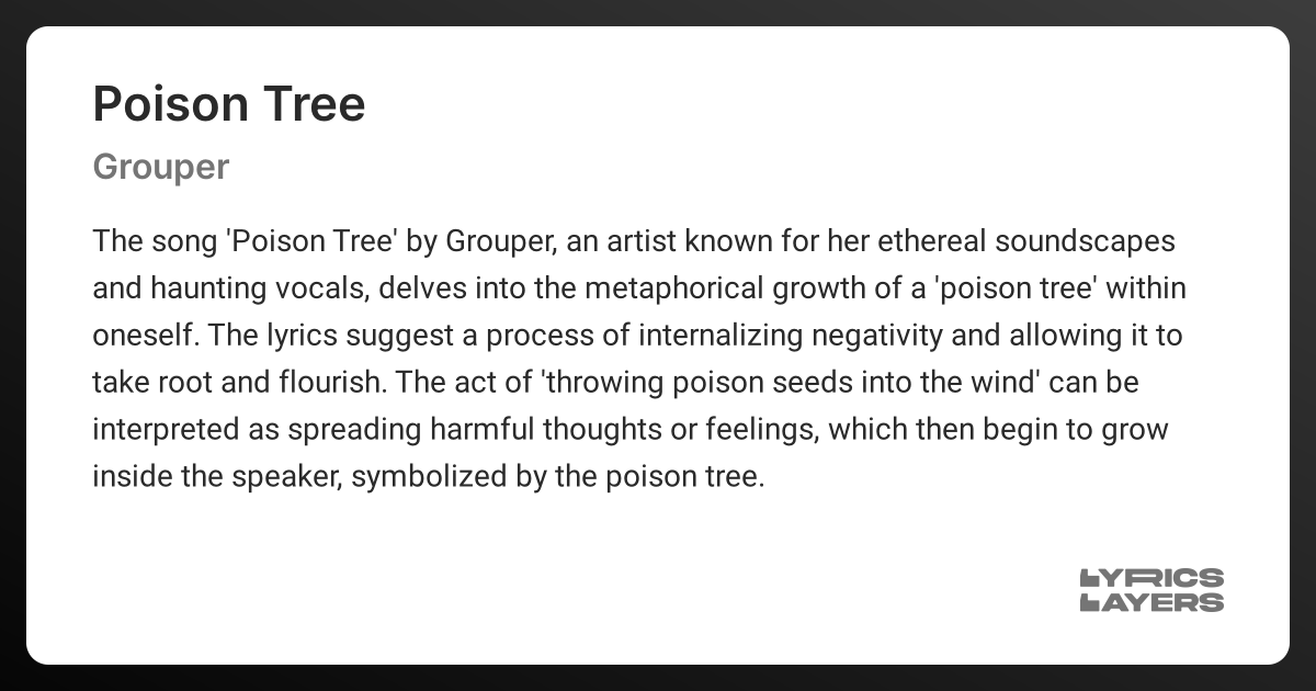 POISON TREE - Grouper - LYRICSLAYERS.COM
