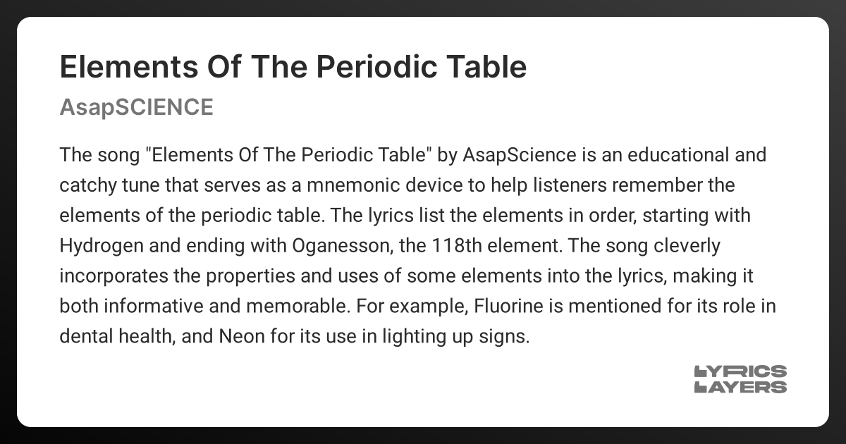 Meaning of ELEMENTS OF THE PERIODIC TABLE (AsapSCIENCE)