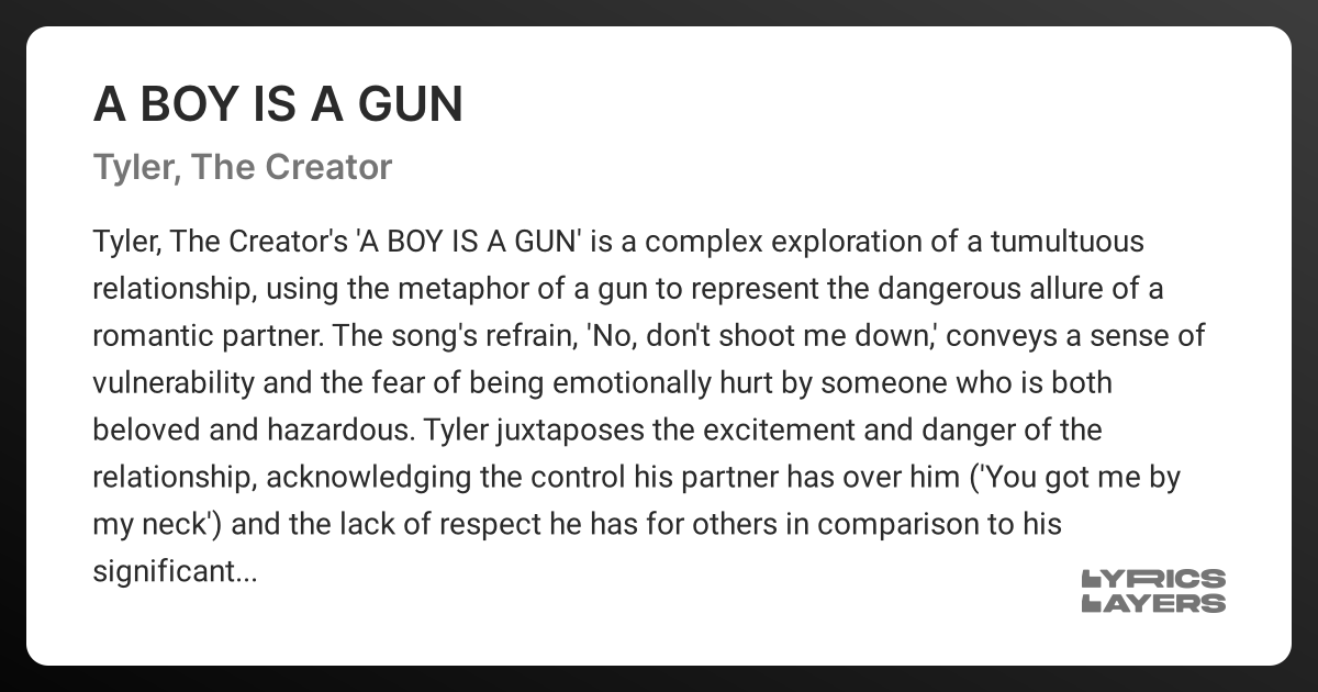 Meaning of A BOY IS A GUN (Tyler, The Creator)