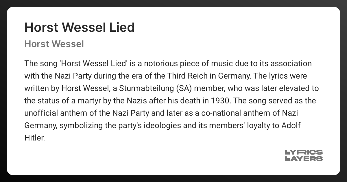 HORST WESSEL LIED (Lyrics in English) - Horst Wessel