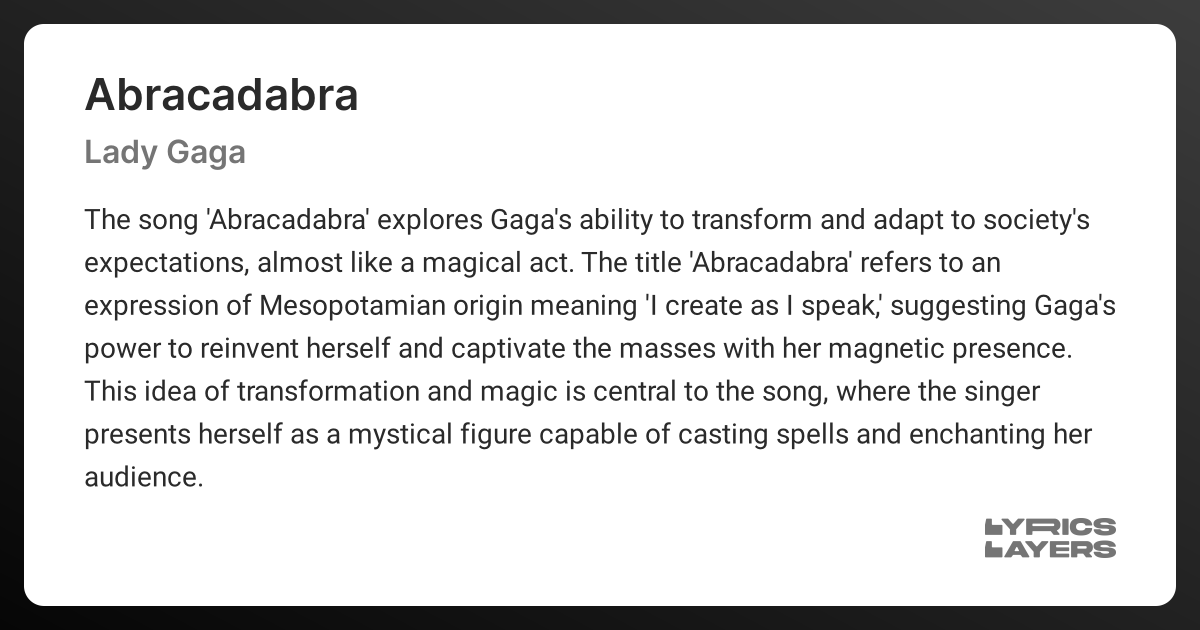 ABRACADABRA: deutsche Übersetzung von Lady Gaga