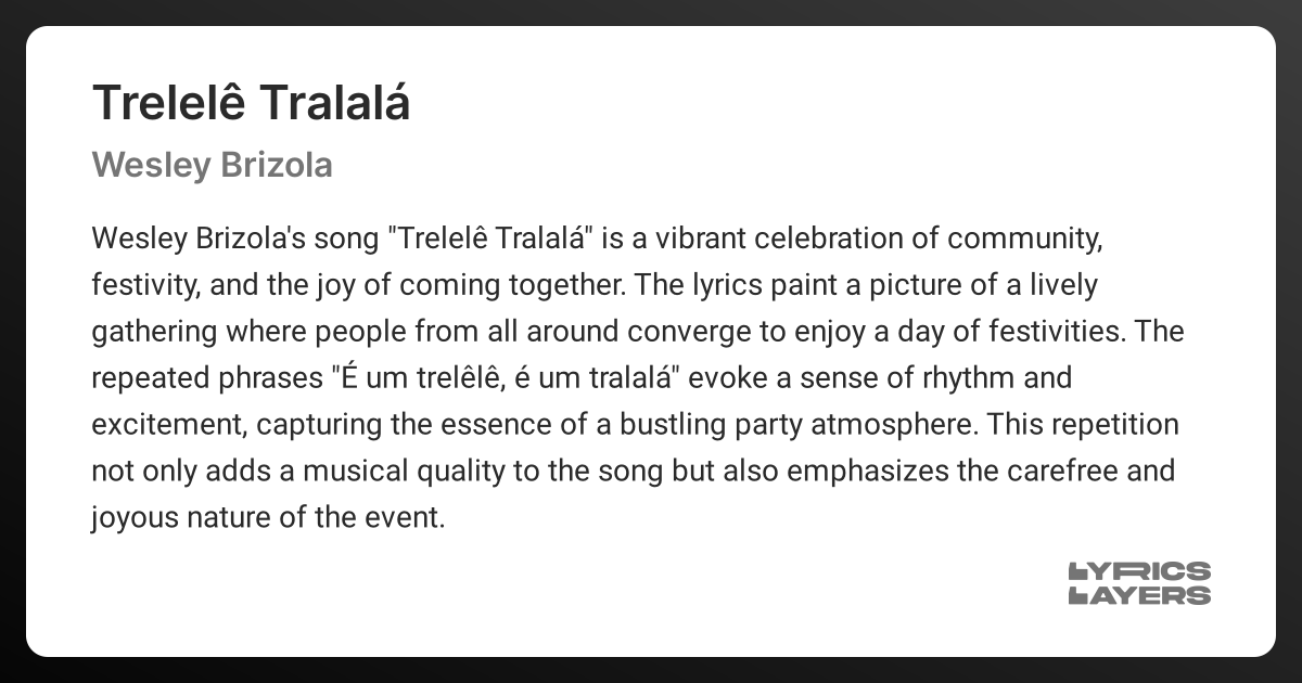 TRELELÊ TRALALÁ (Lyrics in English) - Wesley Brizola