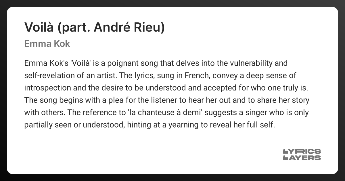 Meaning of VOILÀ (PART. ANDRÉ RIEU) (Emma Kok)