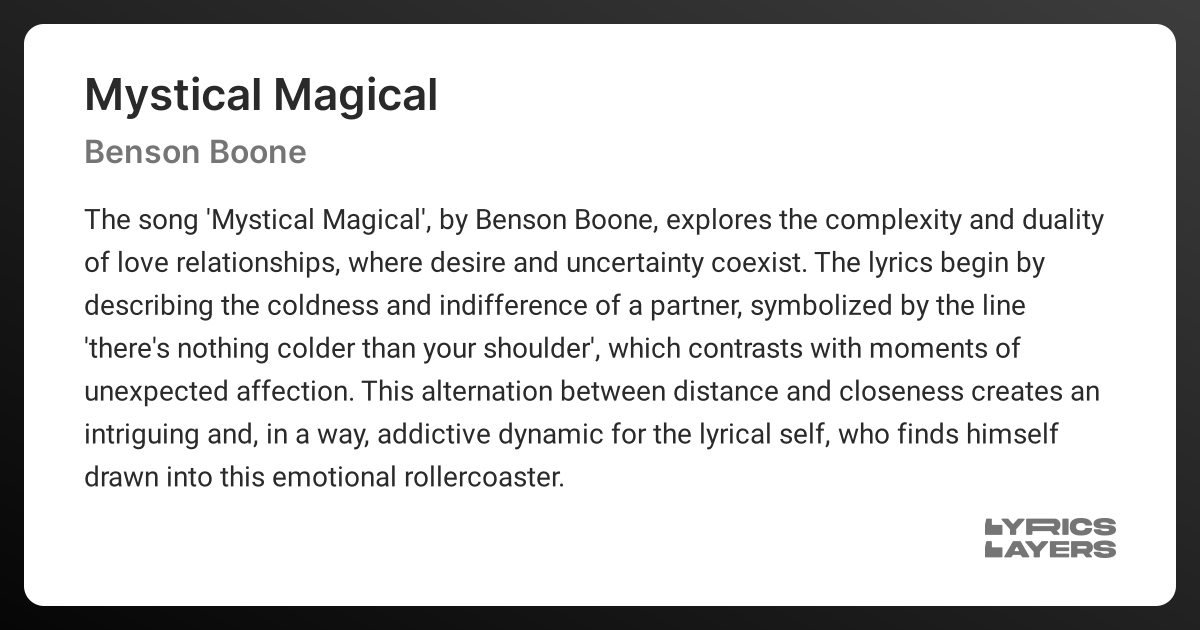 Meaning of MYSTICAL MAGICAL (Benson Boone)