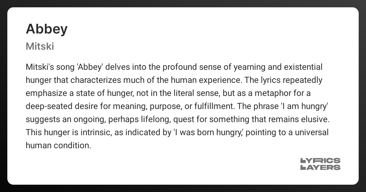 Meaning of ABBEY (Mitski)