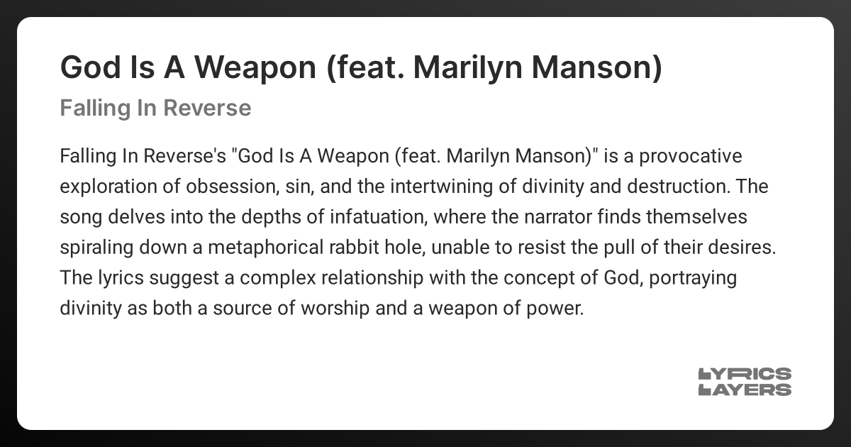 Meaning of God Is A Weapon (feat. Marilyn Manson) (Falling In Reverse)