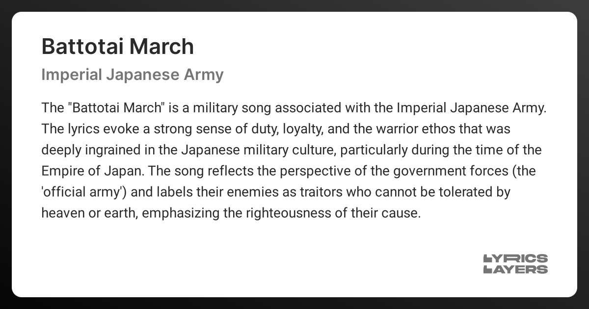 Meaning of BATTOTAI MARCH (Imperial Japanese Army)