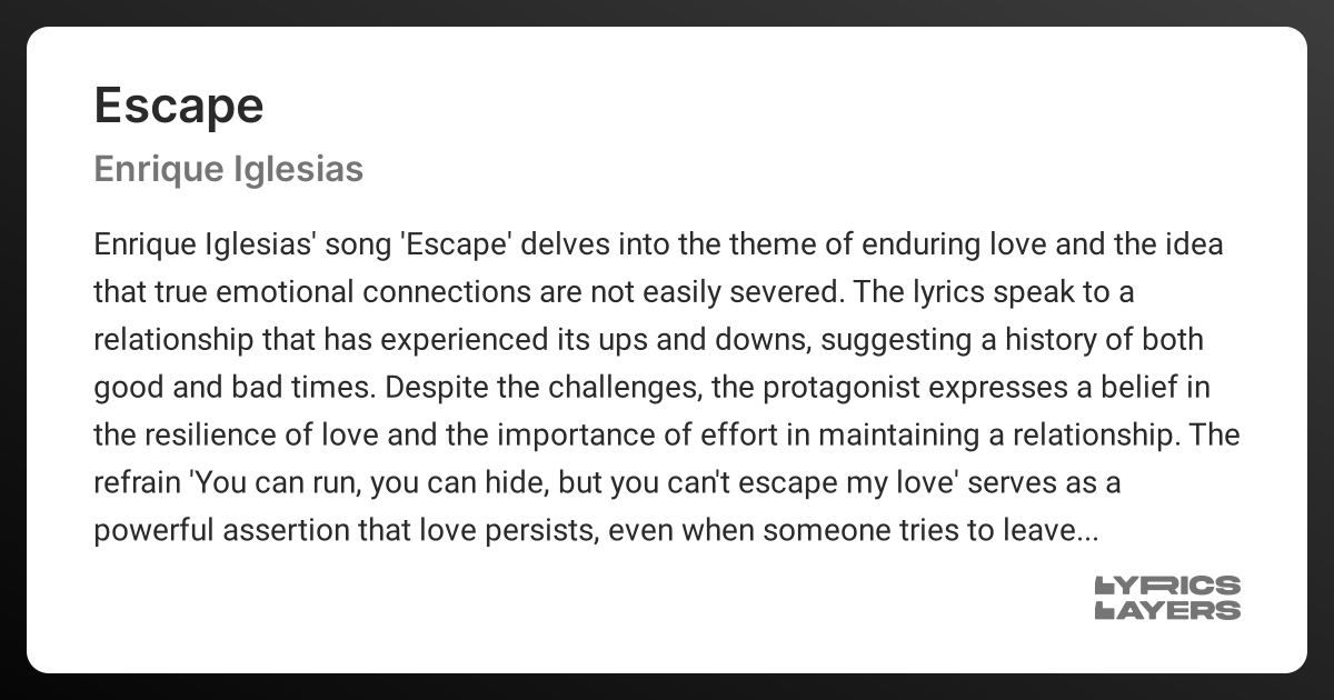 Enrique Iglesias Escape Lyrics