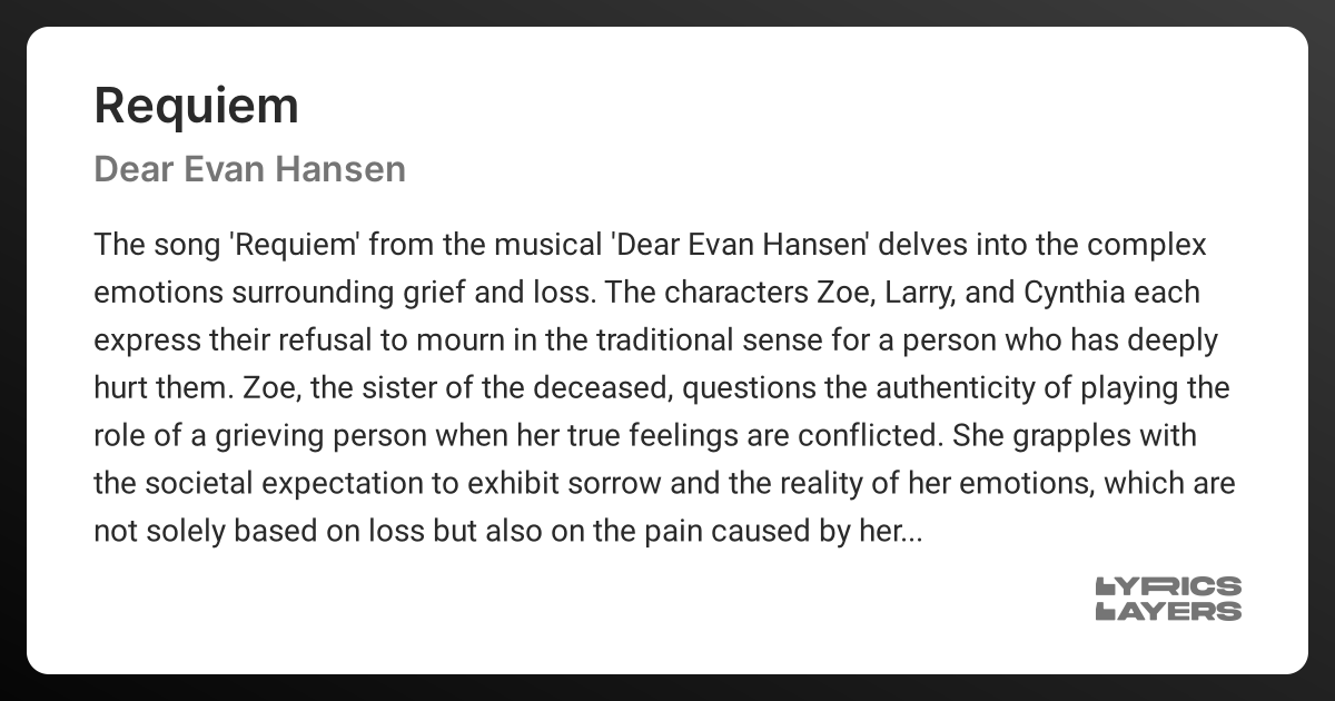 Meaning of REQUIEM (Dear Evan Hansen)