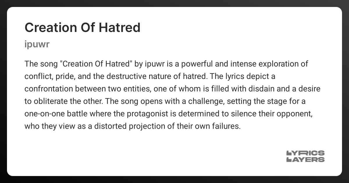 CREATION OF HATRED (Lyrics in English) - ipuwr