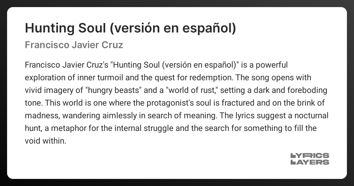 Hunting Soul (versión en español) (Lyrics in English) - Francisco ...