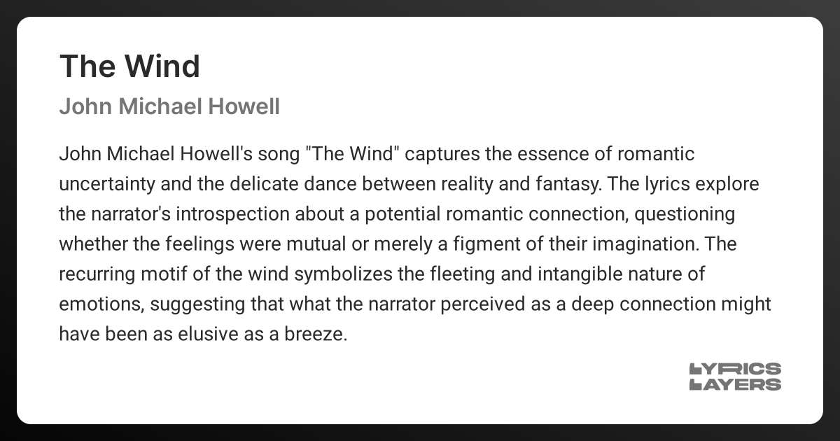 Meaning of THE WIND (John Michael Howell)