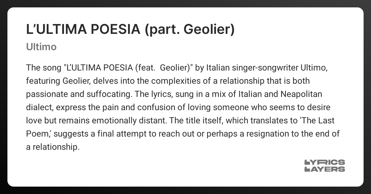 L’ULTIMA POESIA (part. Geolier) (Lyrics in English) - Ultimo