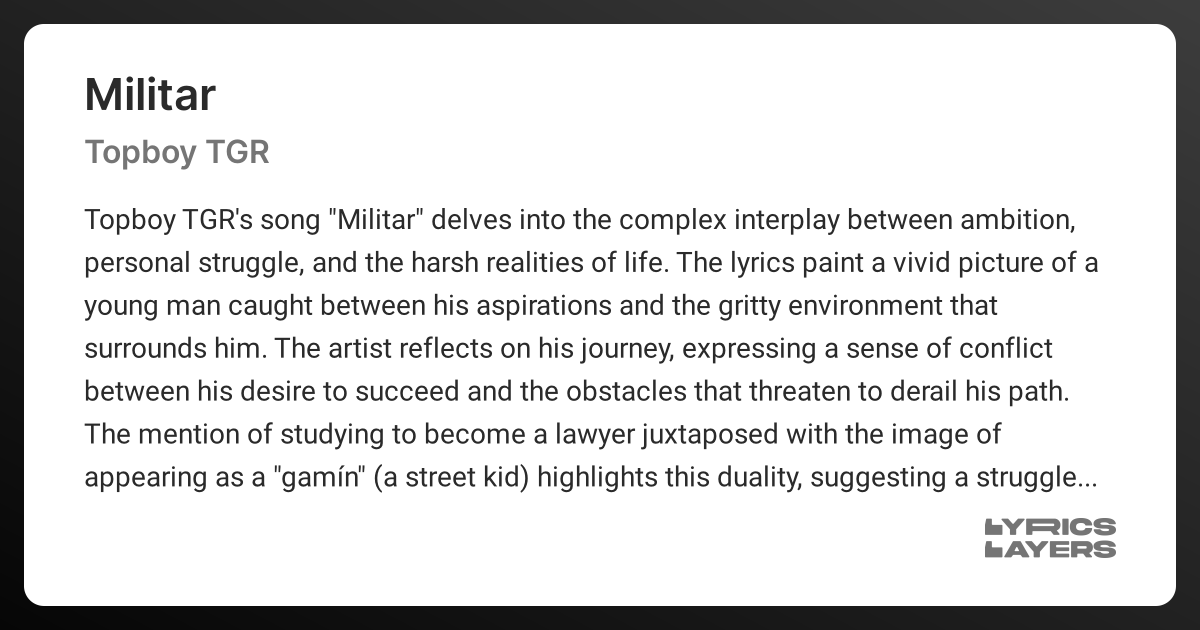Meaning of MILITAR (Topboy TGR)