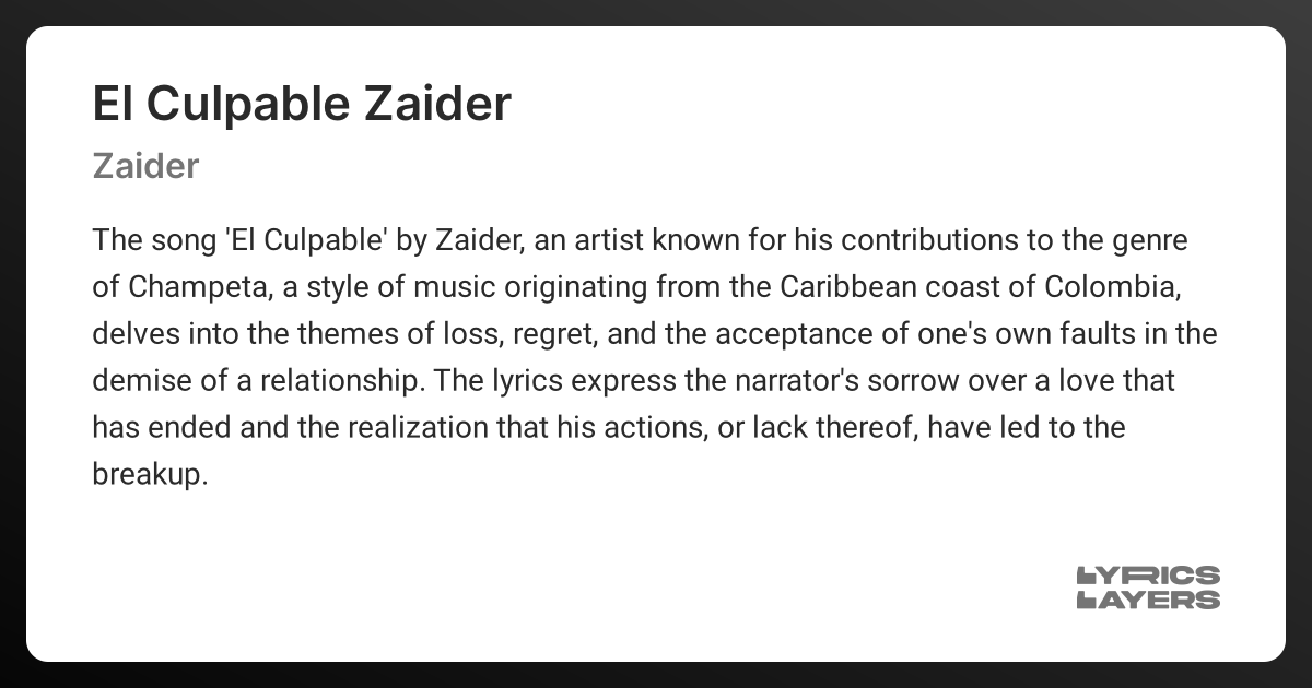 Meaning of EL CULPABLE ZAIDER (Zaider)