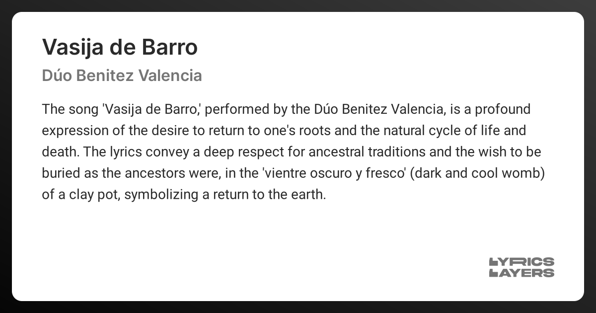 Vasija De Barro Lyrics In English Dúo Benitez Valencia