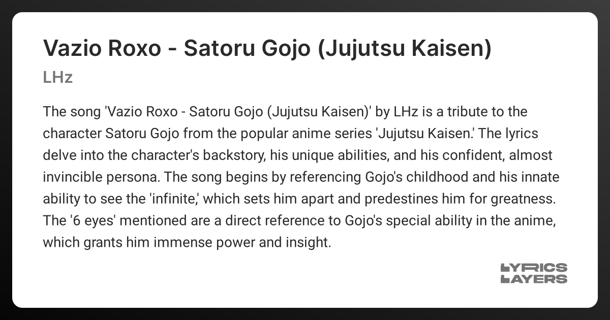 Meaning of Vazio Roxo - Satoru Gojo (Jujutsu Kaisen) (LHz)