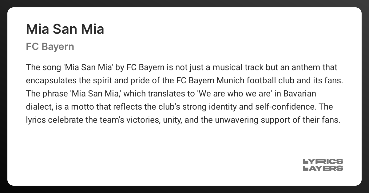 Meaning of MIA SAN MIA (FC Bayern)