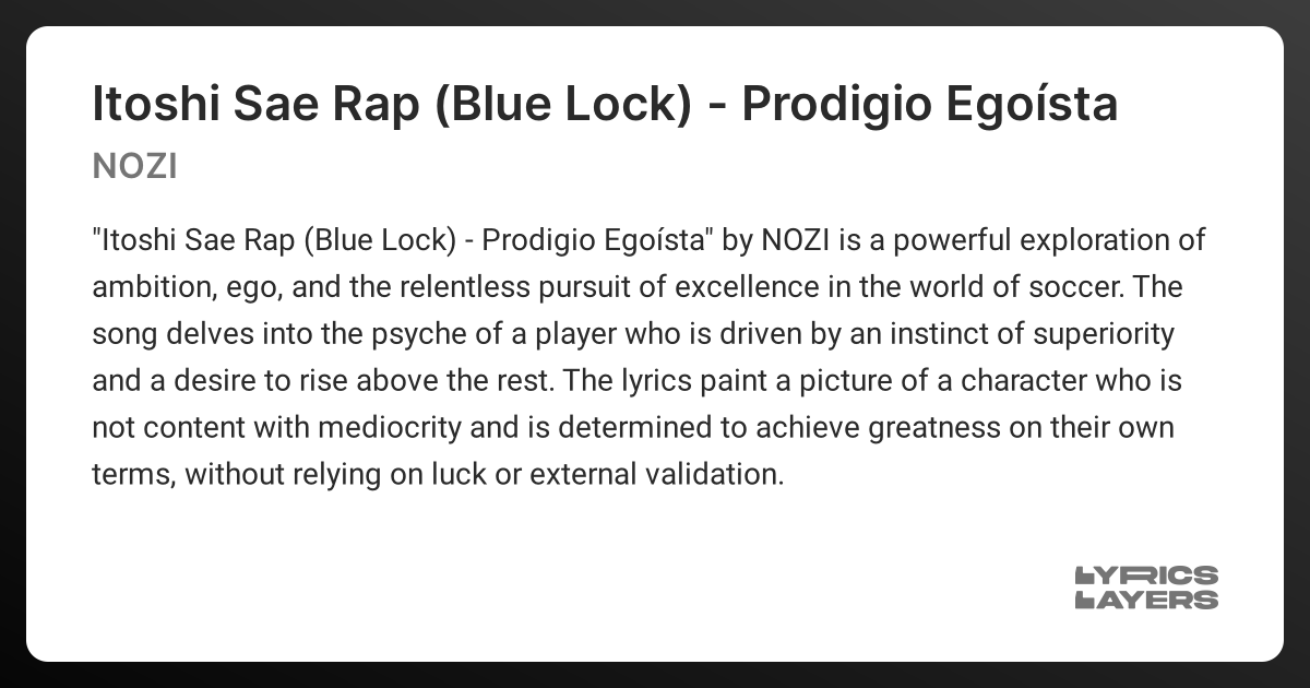 Itoshi Sae Rap (Blue Lock) - Prodigio Egoísta (Lyrics in English) - NOZI