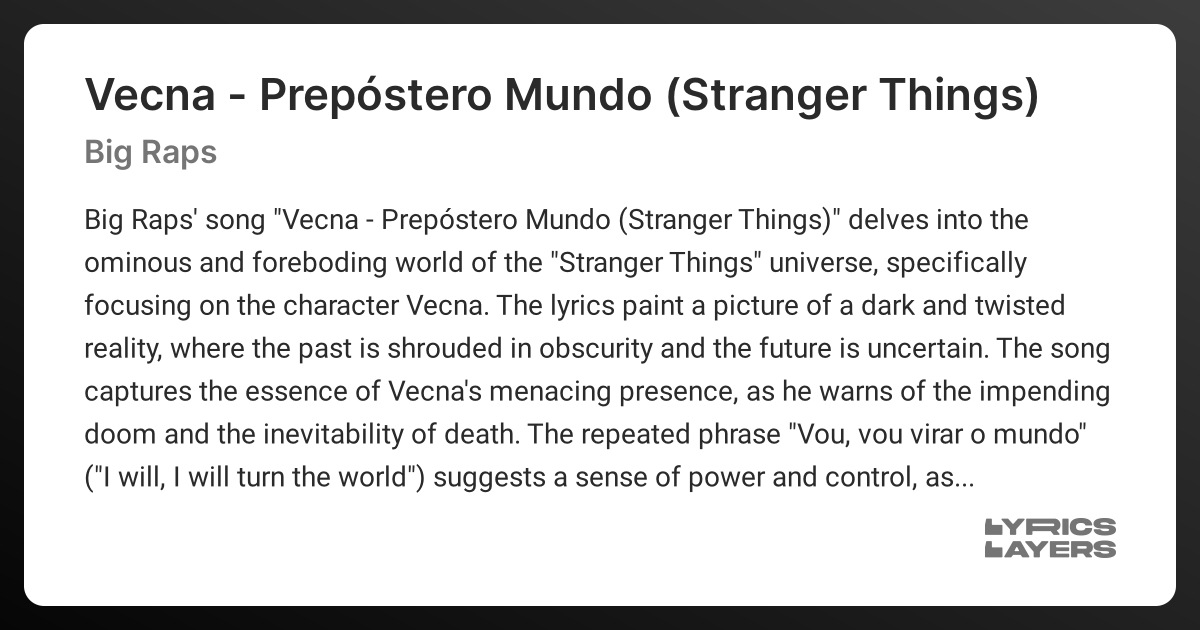 Meaning of Vecna - Prepóstero Mundo (Stranger Things) (Big Raps)