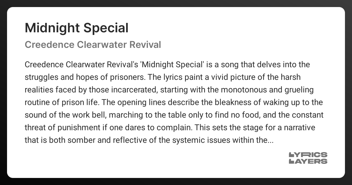Meaning of MIDNIGHT SPECIAL (Creedence Clearwater Revival)