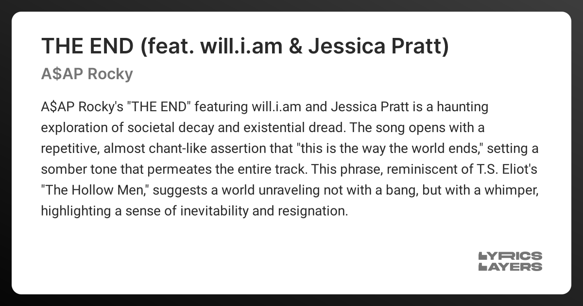 Meaning of THE END (feat. will.i.am & Jessica Pratt) (A$AP Rocky)