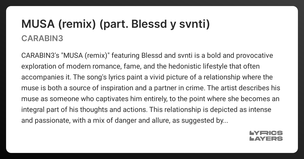 MUSA (remix) (part. Blessd y svnti): traduction française de CARABIN3