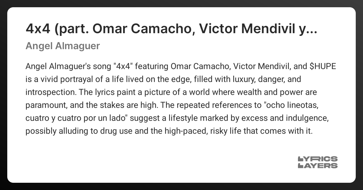 4x4 (part. Omar Camacho, Victor Mendivil y $HUPE) (Lyrics in English ...