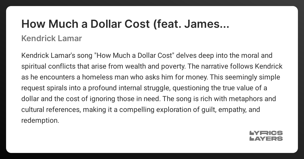 Meaning of How Much a Dollar Cost (feat. James Fauntleroy & Ronald ...